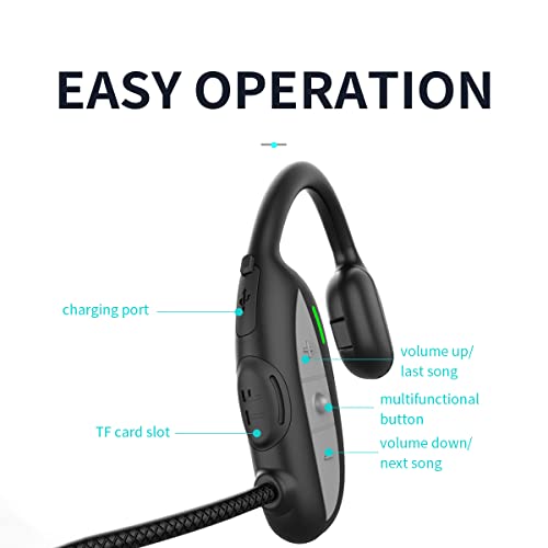 Wireless Air Conduction Headphones, Painless Ultra-Lightweight Bluetooth 5.0 Sport Earphones, Built-in Mic Open-Ear Headsets IPX4 Waterproof for Running, Hiking AS6 (Black)