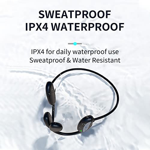 Wireless Air Conduction Headphones, Painless Ultra-Lightweight Bluetooth 5.0 Sport Earphones, Built-in Mic Open-Ear Headsets IPX4 Waterproof for Running, Hiking AS6 (Black)