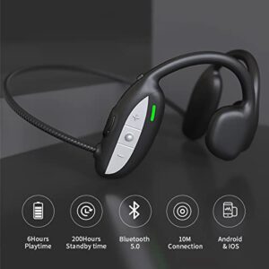 Wireless Air Conduction Headphones, Painless Ultra-Lightweight Bluetooth 5.0 Sport Earphones, Built-in Mic Open-Ear Headsets IPX4 Waterproof for Running, Hiking AS6 (Black)