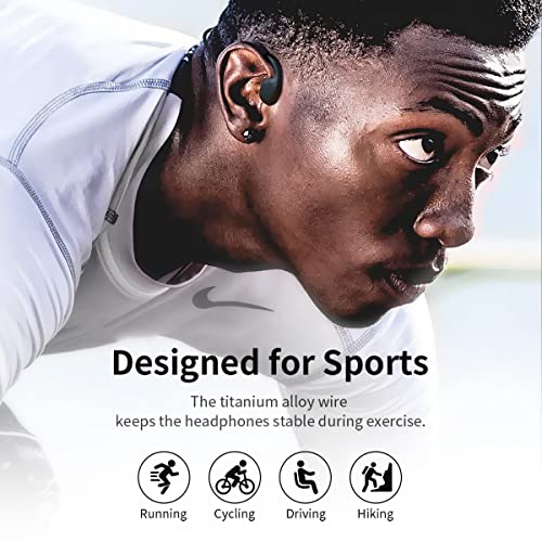 Wireless Air Conduction Headphones, Painless Ultra-Lightweight Bluetooth 5.0 Sport Earphones, Built-in Mic Open-Ear Headsets IPX4 Waterproof for Running, Hiking AS6 (Black)