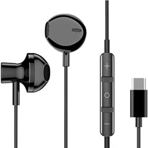 urban extreme usb type c earphones stereo in-ear earbuds with microphone and volume control compatible with oneplus 8 5g uw (verizon) – black (us version with warranty)