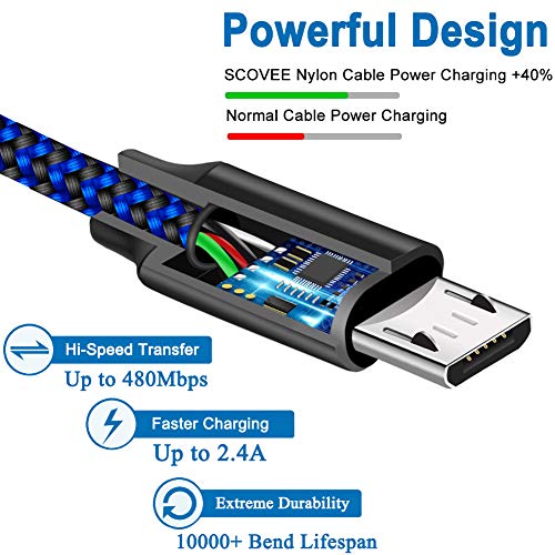 Micro USB Cable for Fire Tablet HD 7 8 10 4th 5th 6th 7th Generation,E-Readers,Samsung Galaxy Braided Phone Charger Fast Charging Cord 6 FT