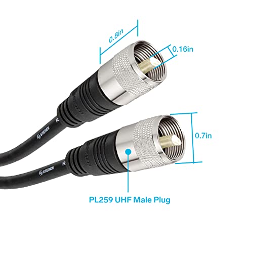 Coax Cable - Coaxial Cable Connector - 6ft Antenna Cable - Coax Connector - Coax Cable Connector - RG8X Coaxial Cable - UHF Antenna Cable - Male To Male Cable - RG8X Coax - 1.8 Meters - STEREN 205-706