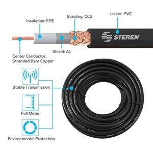 Coax Cable - Coaxial Cable Connector - 6ft Antenna Cable - Coax Connector - Coax Cable Connector - RG8X Coaxial Cable - UHF Antenna Cable - Male To Male Cable - RG8X Coax - 1.8 Meters - STEREN 205-706