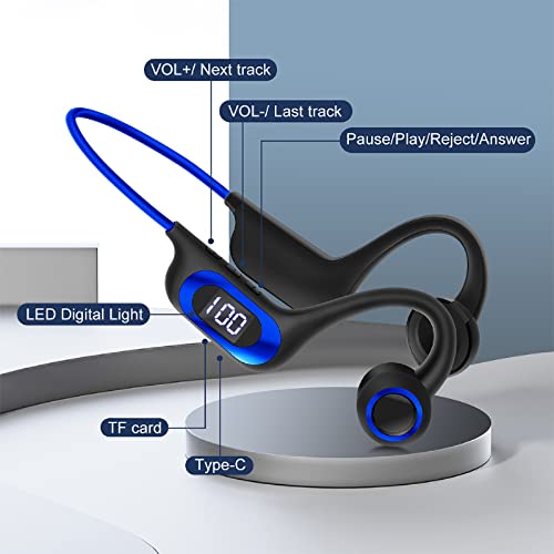 Air Conduction Headset Wireless Bluetooth Headset Sports Running Power Digital Display Air Conduction is More HiFi Sound Quality, Open Listening