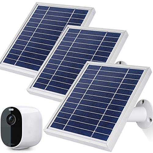 iTODOS Solar Panel Works for Arlo Essential Spotlight Camera, 11.8Ft Outdoor Power Charging Cable and Adjustable Mount - (3 Pack,Silver)