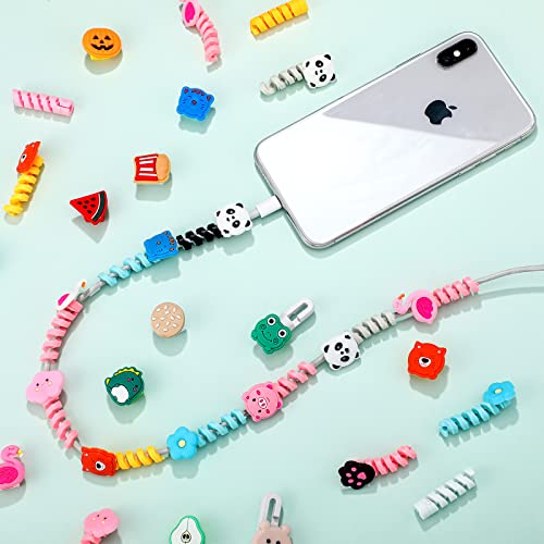 Flutesan 60 Pcs Cable Protectors Cute Charging Animal Bite Cord Protector USB Cord Charger Phone Charger Accessories for All Cellphone Data Lines, Various Styles