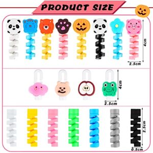 Flutesan 60 Pcs Cable Protectors Cute Charging Animal Bite Cord Protector USB Cord Charger Phone Charger Accessories for All Cellphone Data Lines, Various Styles