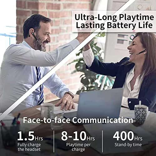 YYK?525 Business Headset, Wireless Over Ear Earphones with Mic, Bluetooth5.1 Over Ear Headset, 180° rotating earhook, with Charging Case, 10?12 hours play music, for iOS and for Android, PC, laptop