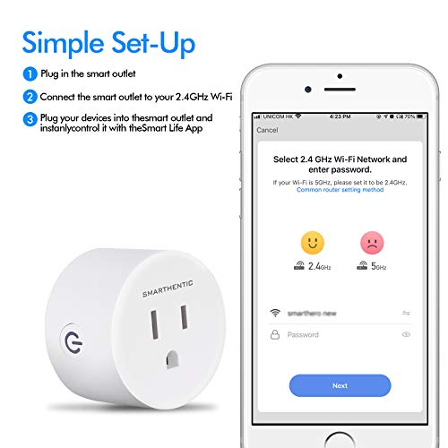 WiFi Plugs Smart Plug Outlet Extender, Timer Light Switch, Amazon Alexa Google Home Voice, APP and Remote Control, 2.4GHz Network, Electric Outlets, on Off Switch Bedroom Gadgets, Pack of (4)