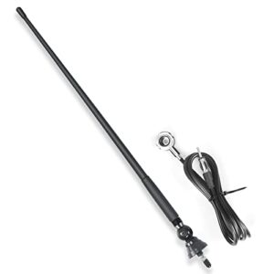 crosship marine radio antenna for boat radio tractor car rv atv utv rzr spa – waterproof rubber flexible mast – optimized radio fm/am reception – 16 inch black