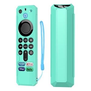 freeol fire stick remote cover,compatible with fire tv stick(3rd gen/4k/4k max) alexa voice remote control,tpu protective case with lanyard,has shock absorption, anti-slip and scratch design-ice blue