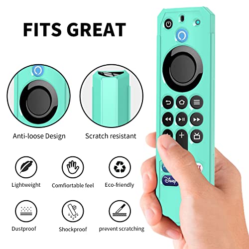 FREEOL Fire Stick Remote Cover,Compatible with Fire TV Stick(3rd Gen/4K/4K Max) Alexa Voice Remote Control,TPU Protective Case with Lanyard,Has Shock Absorption, Anti-Slip and Scratch Design-ice Blue