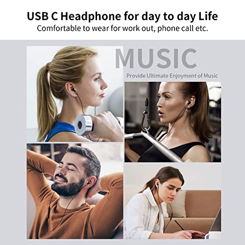 Jiunai USB C Headphone for Samsung S23, in-Ear Wired Digital Type C Ear Buds Noise Isolating Bass Driven Stereo Earphones with Mic Headset for Galaxy S22 S21 Ultra Z Fold 4 OnePlus 10T Pixel 7 Pro