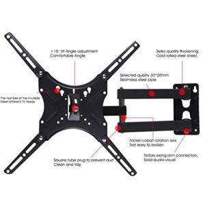 Huarui TV Wall Mount, Full Motion TV Mount for Most 14-55 Inch TV Slim Design 0.79-Inch Low Profile Flat Wall Mount Bracket Max VESA 400x400mm and Holds up to 90lbs