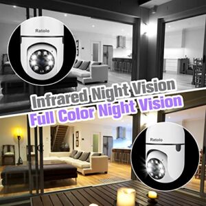 ratolo Light Bulb Security Camera Wireless WiFi Outdoor Indoor, Home Security Cameras 1080P Pan Tilt 2.4Ghz 360 Degree Human Motion Detection Alarm Night Vision Two-Way Talk E27 Socket