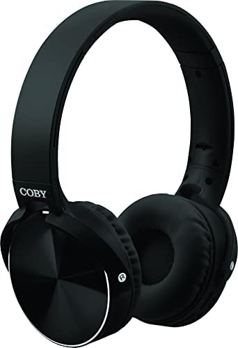 Coby Metal Folding Bluetooth Headphones | Over Ear Headphones Wireless Bluetooth | Portable Ultra-Modern Folding Design | Wireless Headphones with 10-Hour Battery Life, 49 feet Distance (Black)