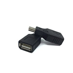 Cuziss USB 2.0 Type A to Mini USB 5-Pin Type B Female/Male Adapter - 2 Pack, Black