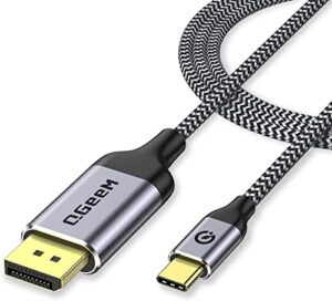 qgeem usb c to displayport cable for home office, 10ft (4k@60hz, 2k@165hz) thunderbolt 3 to displayport cable compatible with macbook pro/air, ipad pro 2020/2018, surface book 2, xps 15/13 (10ft)