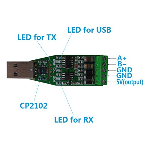 DSD TECH SH-U10 USB to RS485 Converter with CP2102 Chip Compatible with Windows 7,8,10,Linux,Mac OS