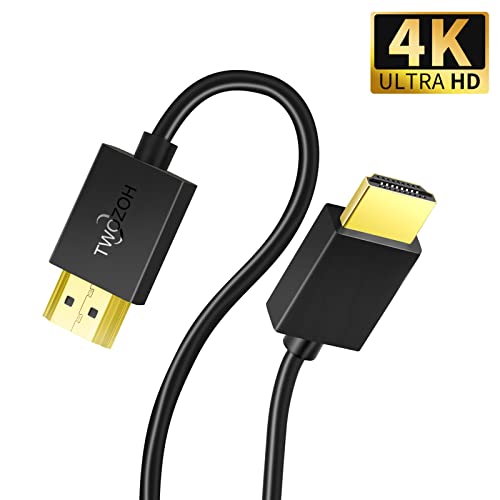 Twozoh Flexible & Slim HDMI Cable 1FT, Soft & Ultra-Thin HDMI to HDMI Cord Support 4K@60Hz/2160P/1080P