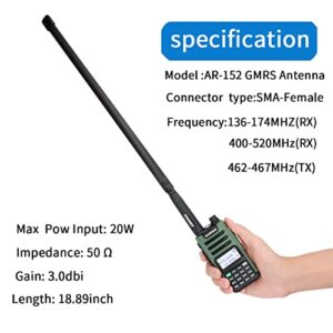 ABBREE Tactical Foldable Antenna 18.89inch GMRS Antenna SMA-Female for Baofeng etc GMRS Radios