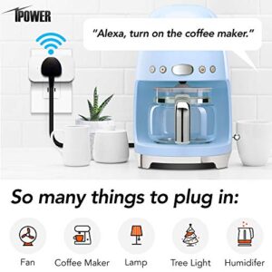 iPower Plug Smart WiFi Outlet with Alexa, Echo, Timer, White