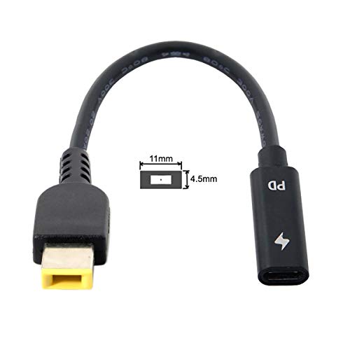 Cablecc Type C USB-C to Rectangle 11.0x4.5mm Power Plug PD Emulator Trigger Charge Cable for ThinkPad X1 Carbon