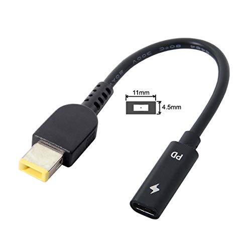 Cablecc Type C USB-C to Rectangle 11.0x4.5mm Power Plug PD Emulator Trigger Charge Cable for ThinkPad X1 Carbon