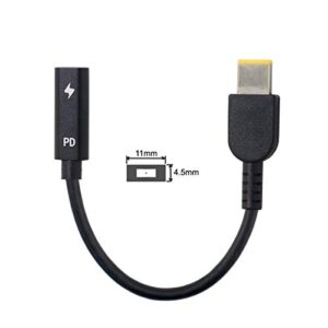 Cablecc Type C USB-C to Rectangle 11.0x4.5mm Power Plug PD Emulator Trigger Charge Cable for ThinkPad X1 Carbon