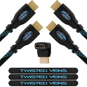 twisted veins hdmi cable 20 ft, 2-pack, premium hdmi cord type high speed with ethernet, supports hdmi 2.0b 4k 60hz hdr on most devices and may only support 4k 30hz on some devices