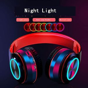 Gzkeji B39 Bluetooth Headset Headset Head-Mounted Wireless Light-Emitting Colorful Breathing Light can be plugged into a Card Folding bass a Variety of Devices and Scene Universal Headphones (White)