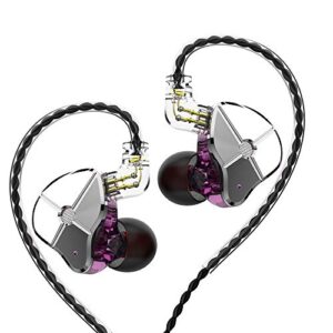 senlee trn st1 1ba+1dd in ear buds earphones hybrid driver headphones iem sport headsets with detachable 2 pin cable for audiophile musician(no mic, purple)