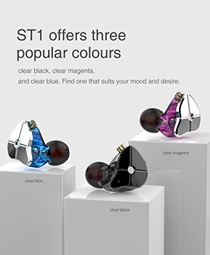 Senlee TRN ST1 1BA+1DD in Ear Buds Earphones Hybrid Driver Headphones IEM Sport Headsets with Detachable 2 Pin Cable for Audiophile Musician(No Mic, Purple)