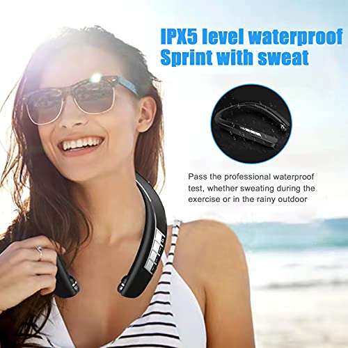 Bluetooth Headphones,1500 Mah Upgraded Bluetooth 5.0 Lightweight Neckband Wireless Earbuds with TF Card Extension and Remote Photo Capture Functions,Compatible with iPhone, Android, Samsung