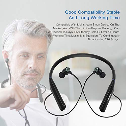 QT S Bluetooth Neckband Headphones HD Stereo V5.0 Wireless Neckband Headset Noise Cancelling Sweat/Waterproof Sports Earphones for Gym Workout Travel Business Earbuds Playtime 15 Hours