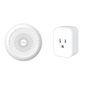 aqara smart plug plus aqara hub m1s, zigbee, with energy monitoring, overload protection, scheduling and voice control, compatible with alexa, google assistant, ifttt, and apple homekit compatible