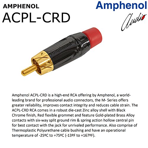 0.5 Foot – High-Definition Audio Interconnect Cable Pair CUSTOM MADE By WORLDS BEST CABLES – using Mogami 2964 wire and Amphenol ACPL Black Chrome Body, Gold Plated RCA Connectors