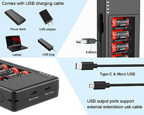 8 Pack Batteries and Charger, 3.7V Batteries for Arlo Wireless Security Cameras VMC3030 VMK3200 VMS3330 3430 3530 and Flashlights