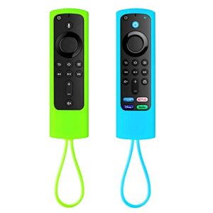 [2 pack] fire stick remote cover |fire stick 4k max |fire stick 4k+ 2022 | firestick lite | (2018-2022 release (limegreen+deepskyblue)