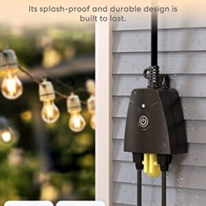 meross Outdoor Smart Plug, Outdoor Wi-Fi Outlet with 2 Grounded Outlets, Remote Control, Timer, Waterproof, Works with Amazon Alexa, Google Home, SmartThings, 2.4Ghz only, FCC Certified, Non-HK