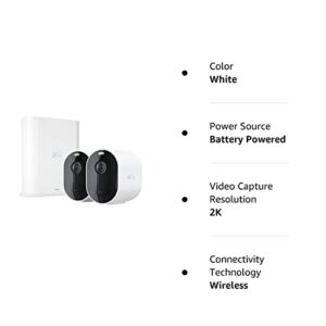 Arlo Pro 3 – Wire-Free Security 2 Camera System | 2K with HDR, Indoor/Outdoor, Color Night Vision, Spotlight, 160° View, 2-Way Audio, Siren | Works with Alexa | (VMS4240P) (Renewed)