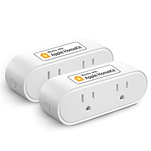 Smart Plug, Meross WiFi Dual Smart Outlet Supports Apple HomeKit, Siri, Alexa, Google Assistant & SmartThings, Voice & Remote Control, 10A, Timer, No Hub Required, 2.4GHz WiFi Only, 2 Pack