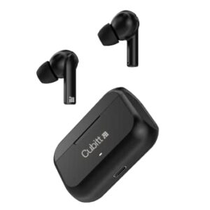 Cubitt True Wireless Earbuds Generation 2, 5.3 Bluetooth, IPX5 Water reistance, Premium Sound, Touch Control, Built in Microphone, Voice Assistance, Game Mode for Men and Women (Black)