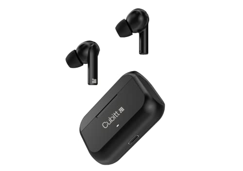 Cubitt True Wireless Earbuds Generation 2, 5.3 Bluetooth, IPX5 Water reistance, Premium Sound, Touch Control, Built in Microphone, Voice Assistance, Game Mode for Men and Women (Black)