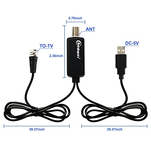 Chaowei High Gain TV Antenna Amplifier Signal Booster for HD TV Antenna with USB Power Supply, Boost Any Passive Antenna up to 50 Miles Range Gain 25dB