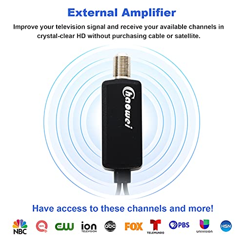 Chaowei High Gain TV Antenna Amplifier Signal Booster for HD TV Antenna with USB Power Supply, Boost Any Passive Antenna up to 50 Miles Range Gain 25dB