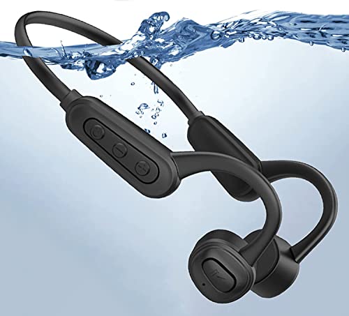 TWEE Bone Conduction Headphones Bluetooth Wireless Headset with Microphones Waterproof for Swimming 16G MP3 Player Sports Earbuds IPX8 for Running Water Sports & Underwater Activities