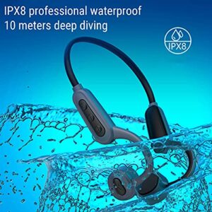 TWEE Bone Conduction Headphones Bluetooth Wireless Headset with Microphones Waterproof for Swimming 16G MP3 Player Sports Earbuds IPX8 for Running Water Sports & Underwater Activities