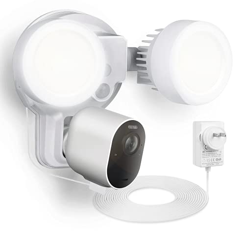 Wasserstein 3-in-1 Plugged-in Arlo Floodlight, Charger, and Arlo Camera Mount with 24.6 ft External Adaptor Compatible with Arlo Pro 3/Pro 4 & Arlo Ultra/Ultra 2-2000 Lumens, AC 110-220V